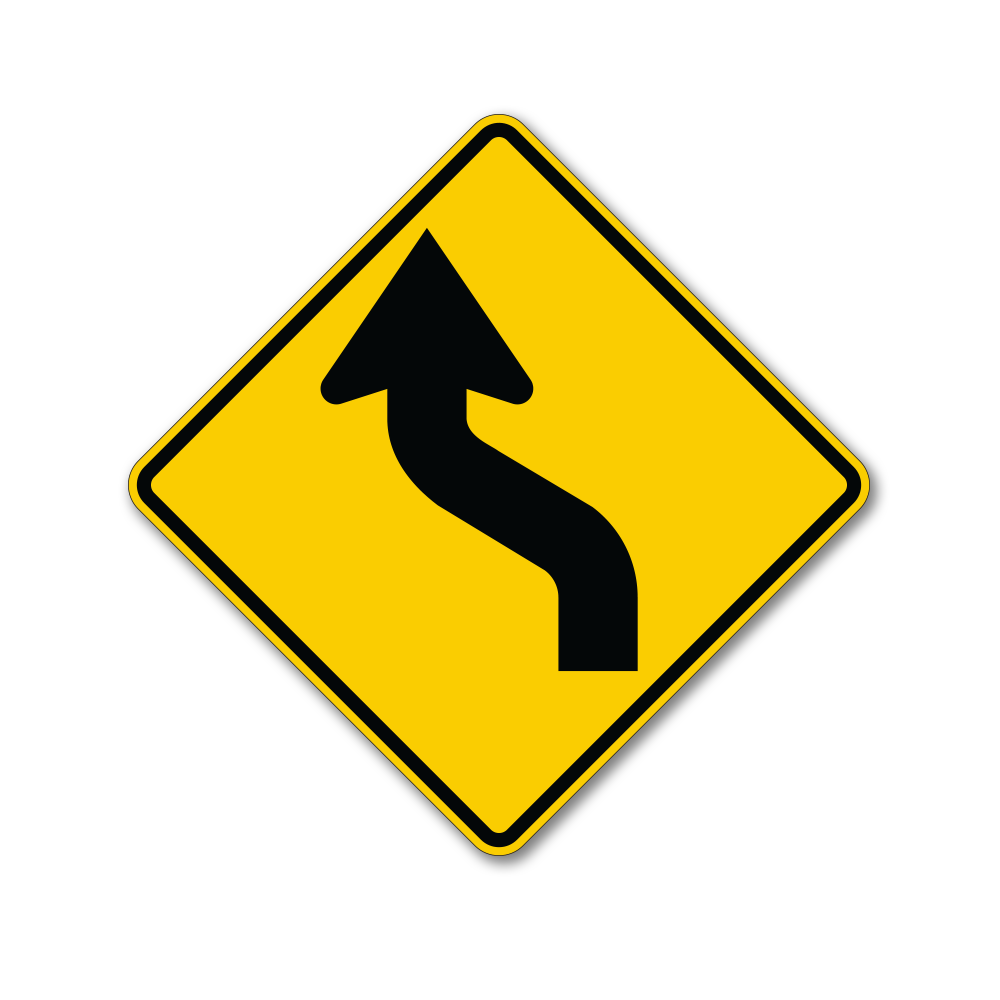 Reverse Curve Left Arrow Traffic Sign