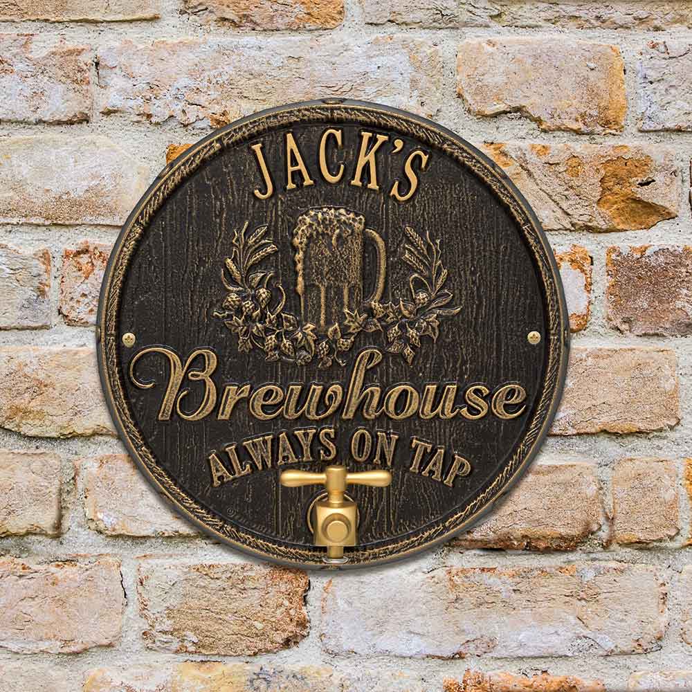 Round Oak Barrel Beer Pub Personal Plaque