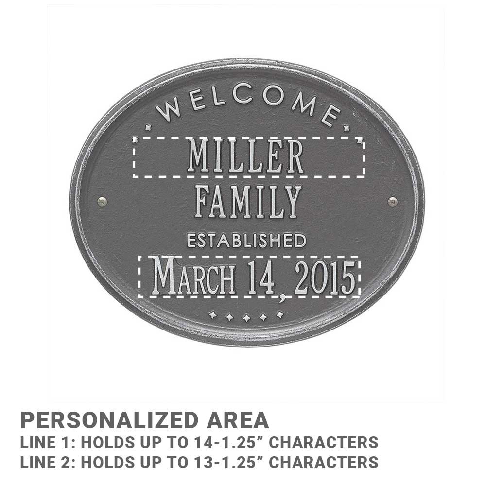 Oval Welcome Family Established Date Plaque | House Plaques