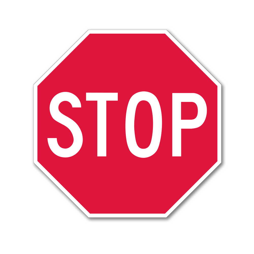 Stop Sign | Standard Red, White Stop Signs | Frame Options